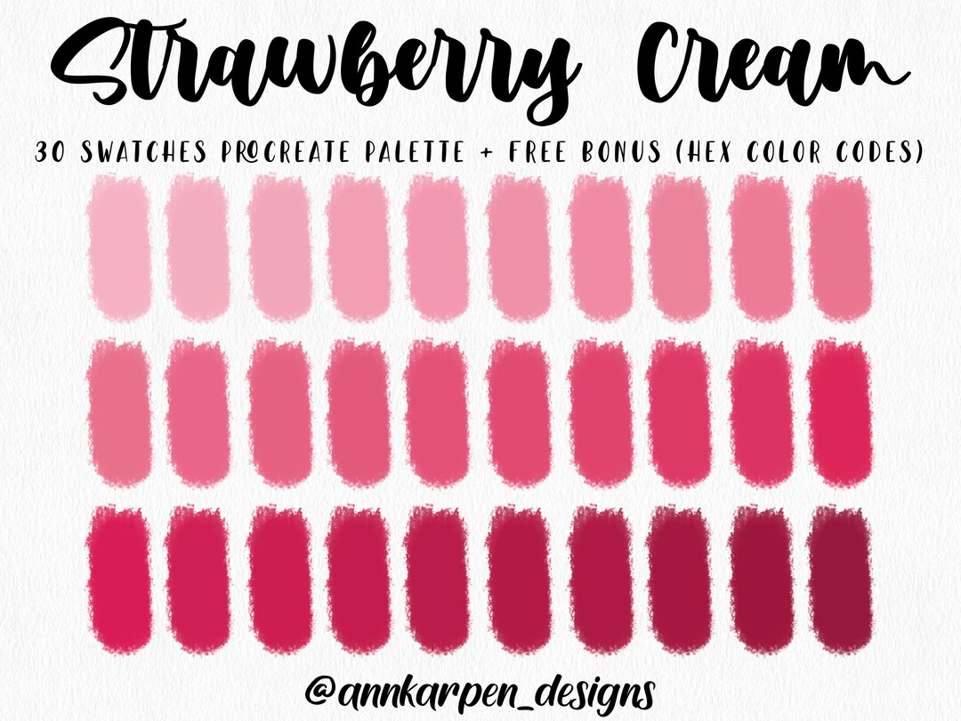 Strawberry Cream Procreate Palette, 30 HEX Color Codes, Instant Digital ...