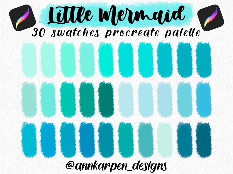 Little Mermaid Procreate Palette 30 HEX Color Codes Instant | Etsy
