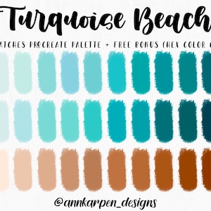 Turquoise Lake Procreate Palette, 30 HEX Color Codes, Instant Digital ...