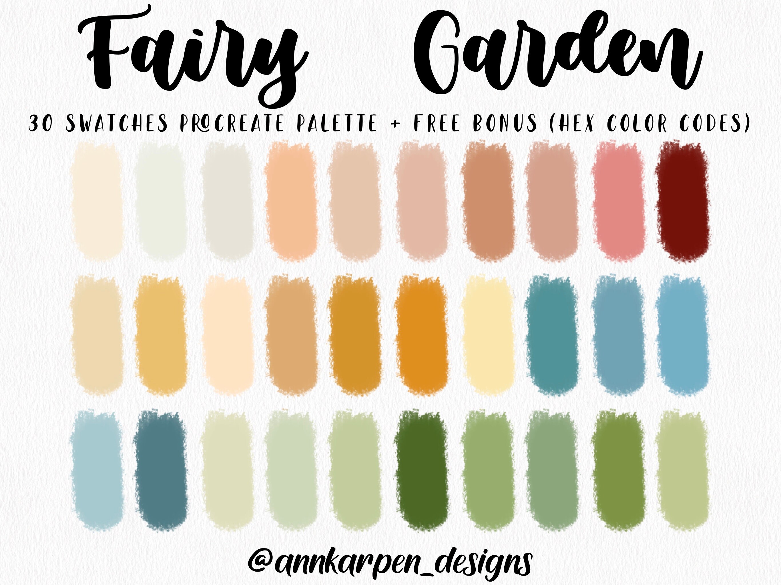 Fairy Garden Procreate Palette 30 HEX Color Codes Instant - Etsy