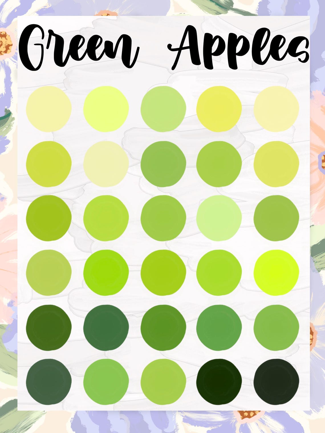 Green Apples - Procreate Palette, 30 HEX Codes, Instant Download, iPad ...