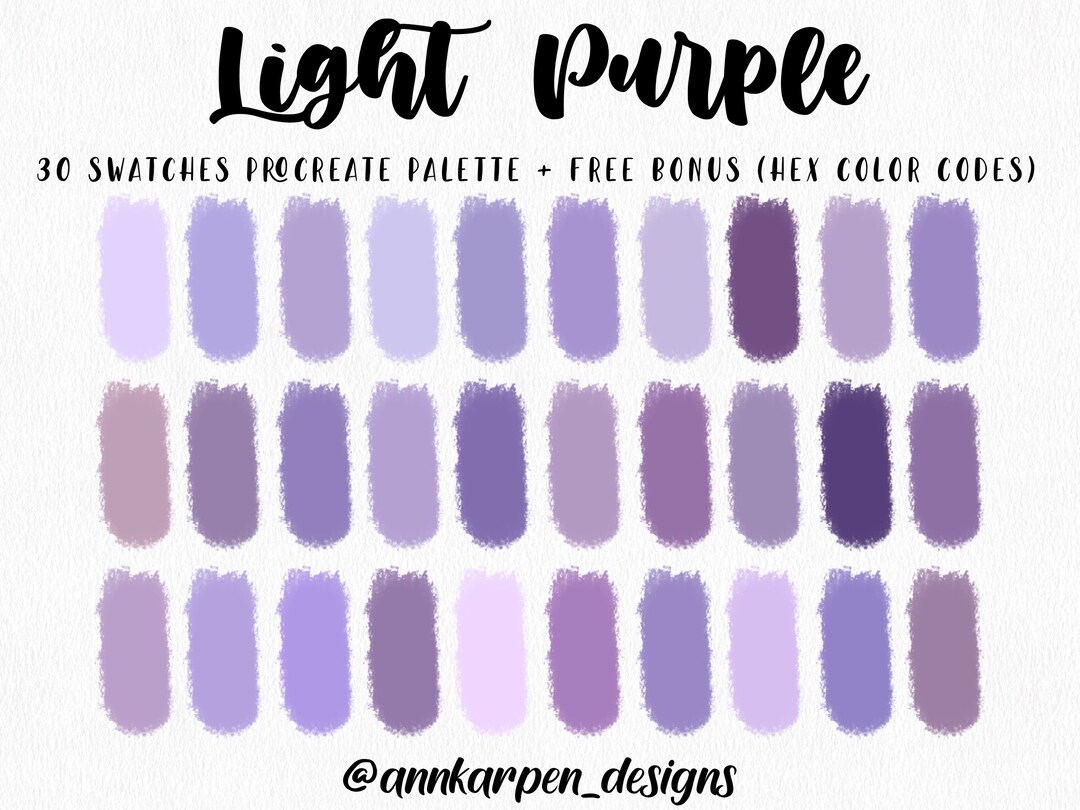 Light Purple Procreate Palette: 30 Floral Art Swatches (digital ...