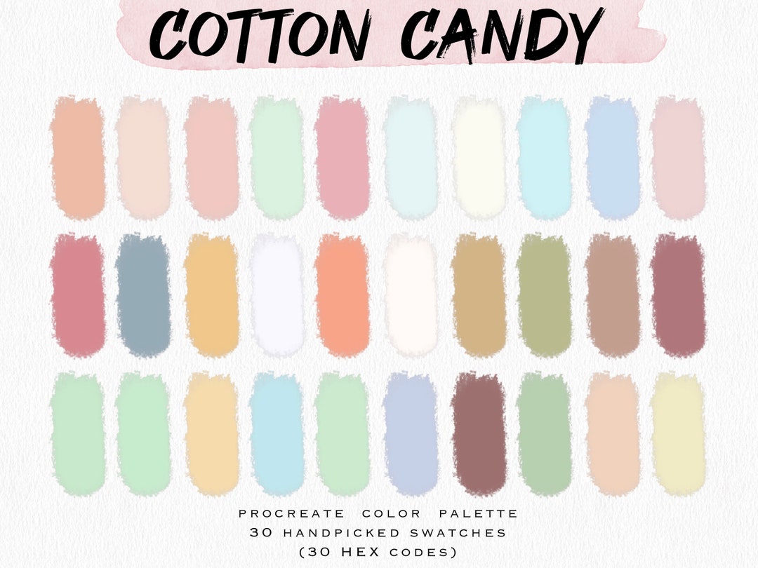 Cotton Candy Procreate Palette 30 HEX Handpicked Colors - Etsy