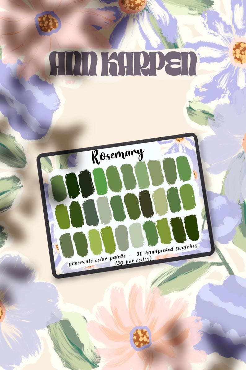 Rosemary Procreate Palette, 30 HEX Color Codes, Instant Digital ...