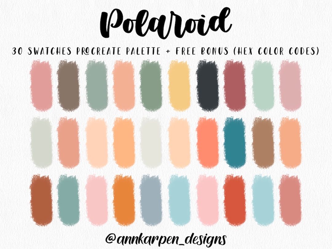 Polaroid Procreate Palette 30 Hex Color Codes Instant Digital