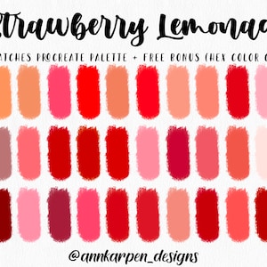 Strawberry Lemonade Procreate Palette, 30 HEX Color Codes, Instant ...