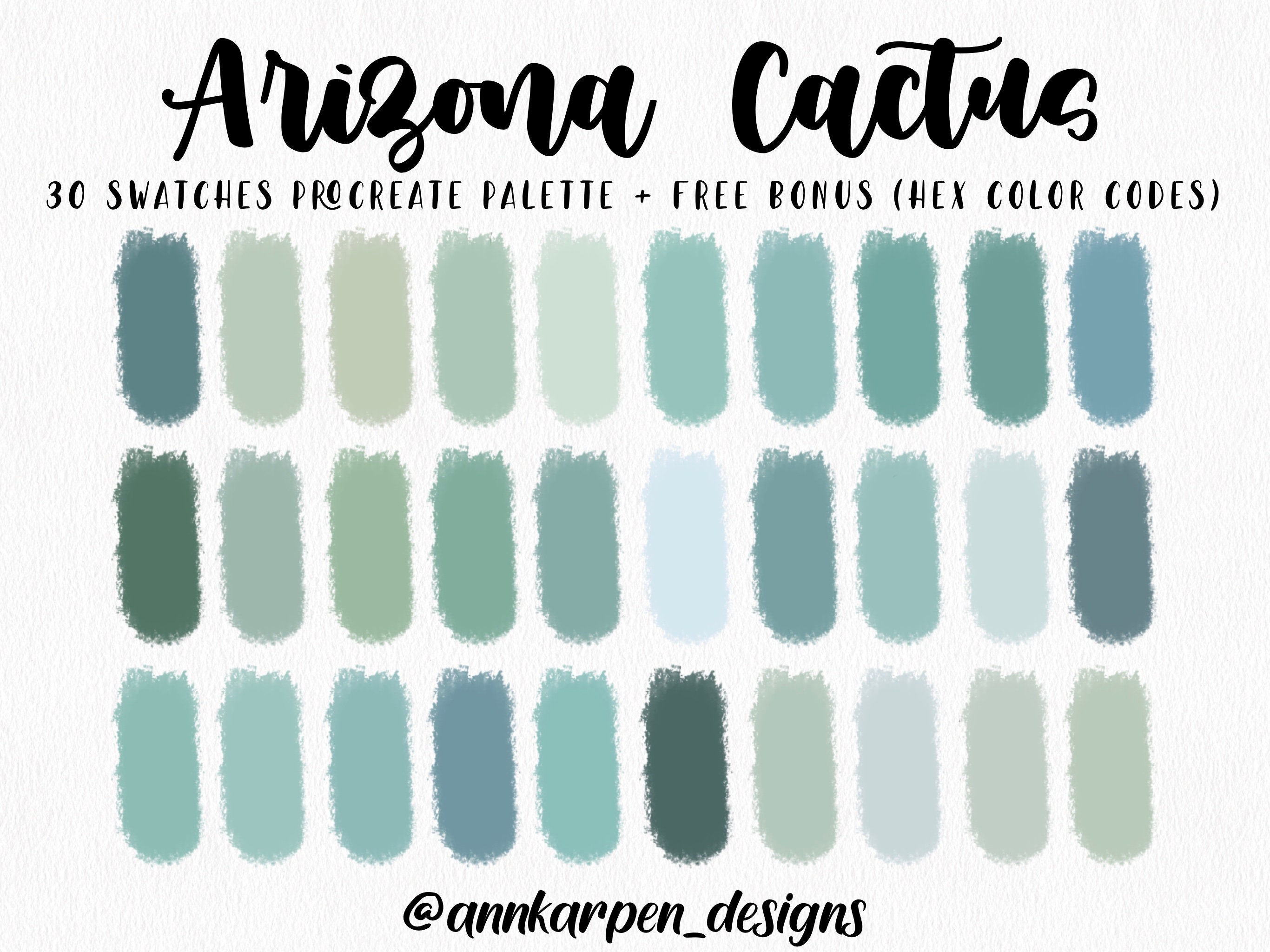 Arizona Cactus Procreate Palette, 30 HEX Color Codes, Instant Digital ...