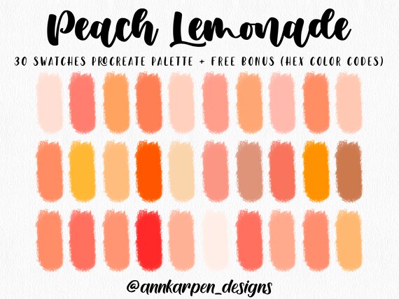 Peach Lemonade Procreate Palette 30 HEX Color Codes Instant - Etsy