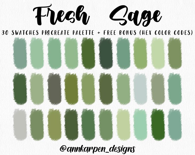 Green Procreate Color Palette, Color Swatches, Procreate Palette - Etsy