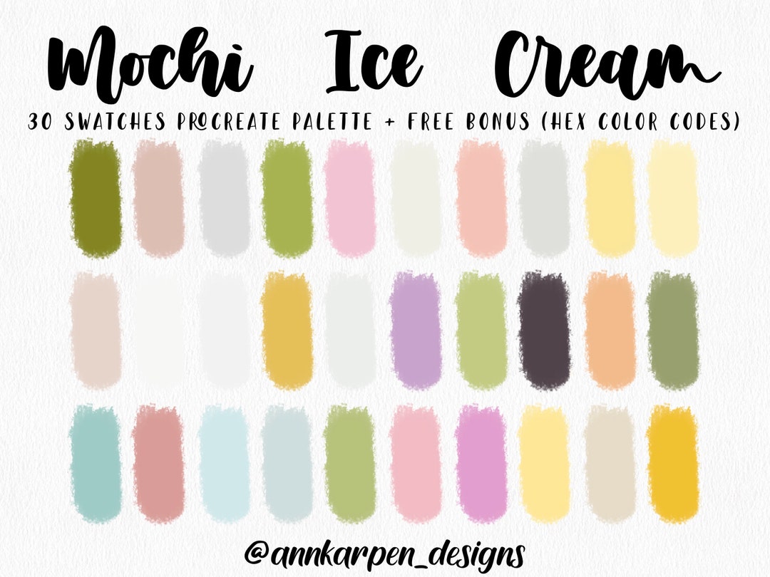 Mochi Ice Cream Procreate Palette, 30 HEX Color Codes, Instant Digital ...