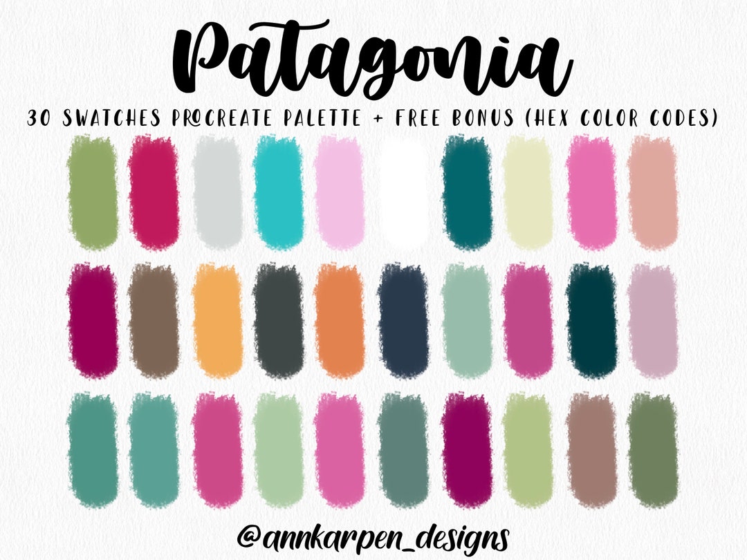 Patagonia Procreate Palette 30 HEX Color Codes Instant - Etsy