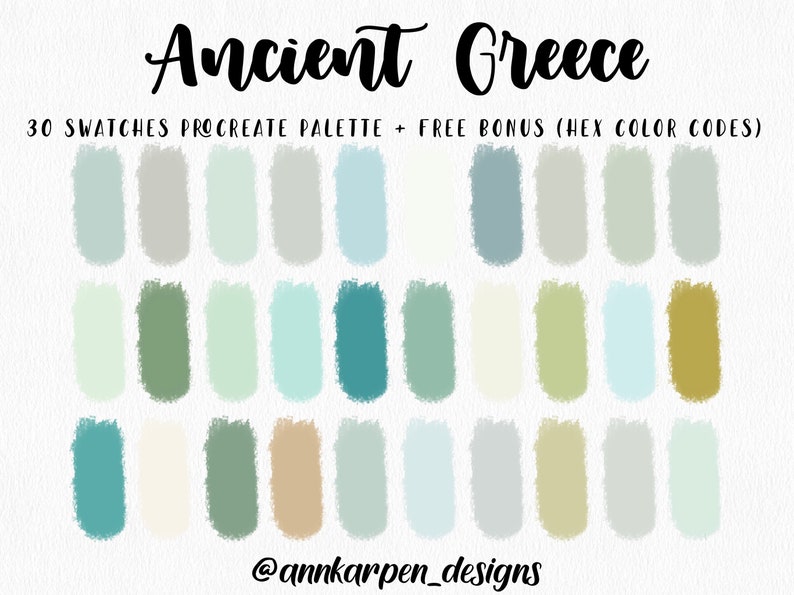 Ancient Greece Procreate Palette, 30 HEX Color Codes, Instant Digital ...