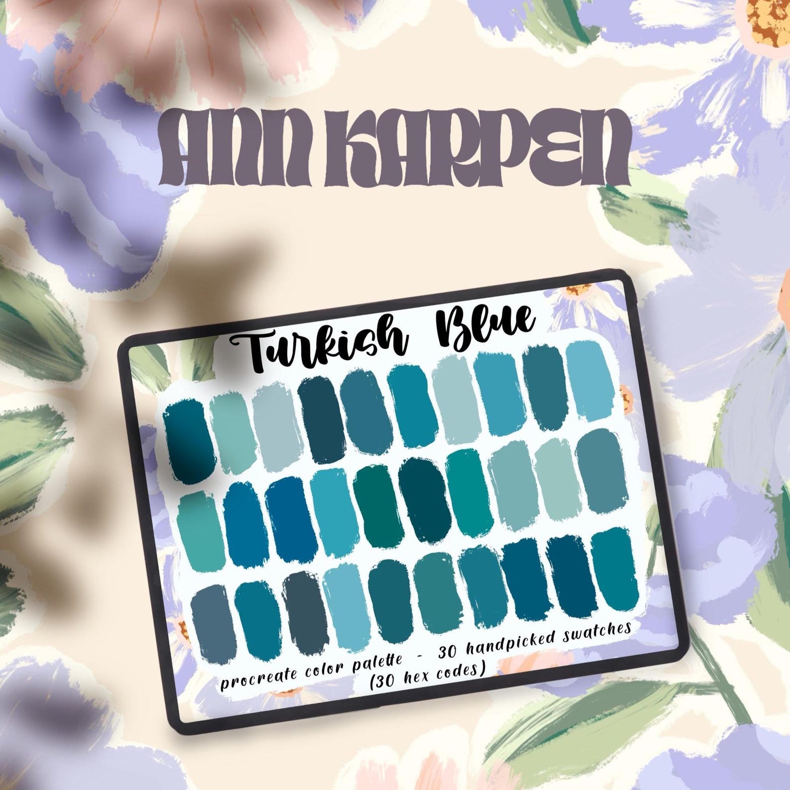 Turkish Blue - Procreate Palette, 30 HEX Codes, Instant Download, iPad ...