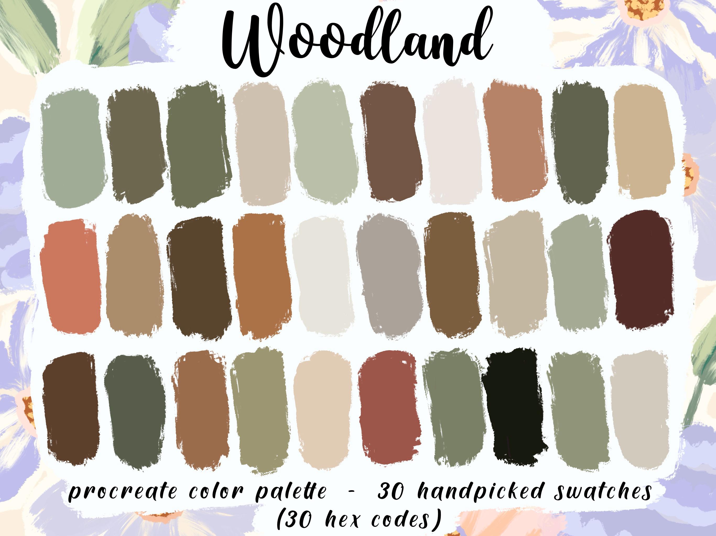 Woodland Procreate Palette 30 HEX Handpicked Colors, Instant Digital ...