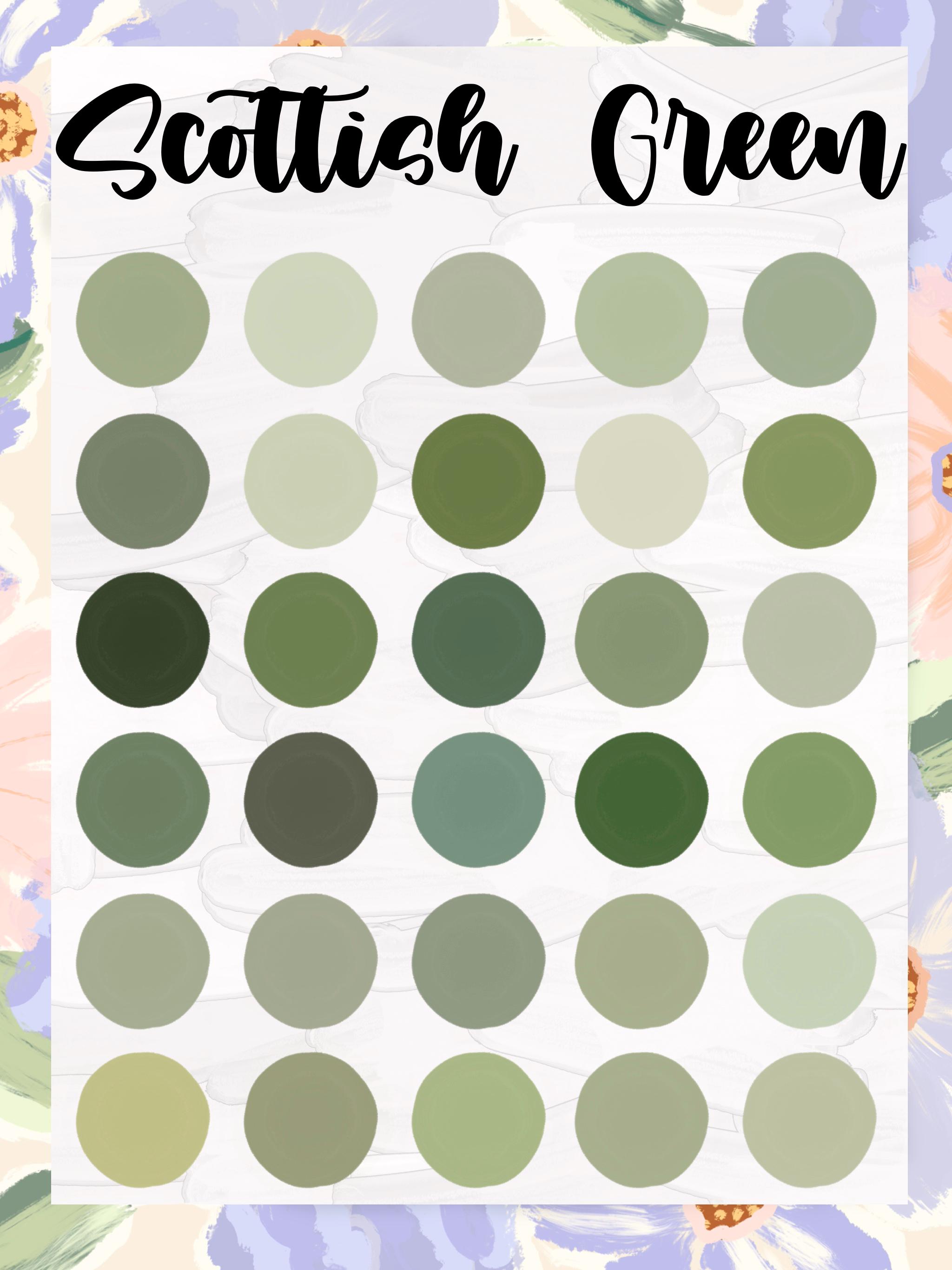 Scottish Green - Procreate Palette, 30 Warm Color Swatches, Digital ...