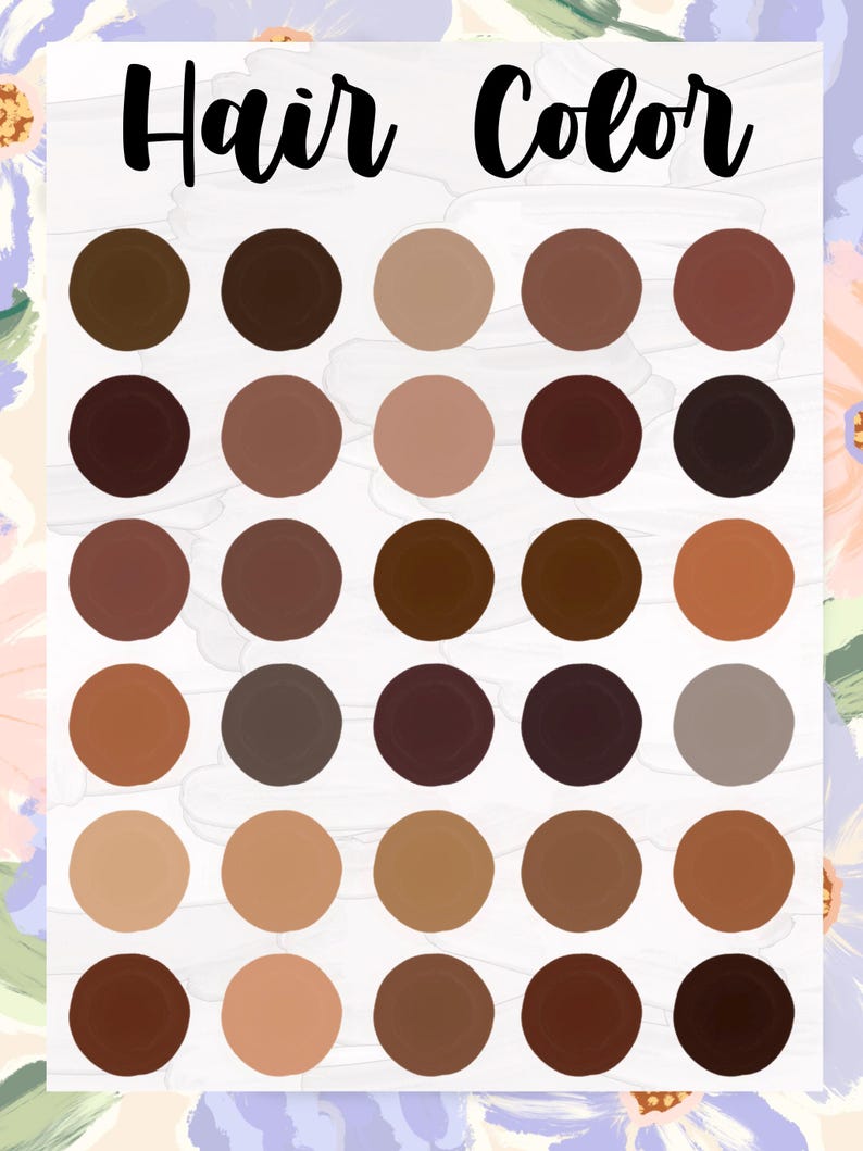 Hair Color - Procreate Palette, 30 Brown Swatches, Digital Download ...
