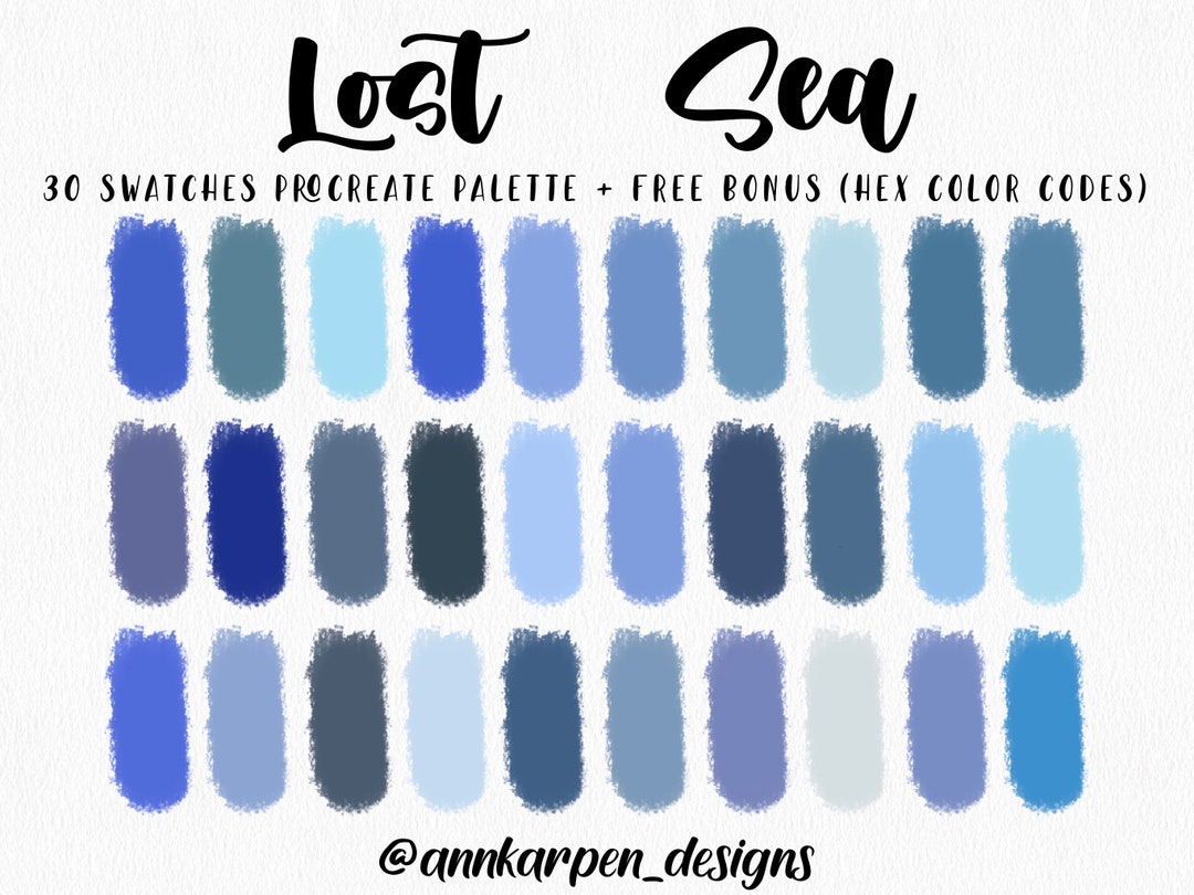 Lost Sea Procreate Palette, 30 HEX Color Codes, Instant Digital ...