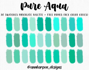 Lost Lagoon Procreate Palette, 30 HEX Color Codes, Instant Digital ...