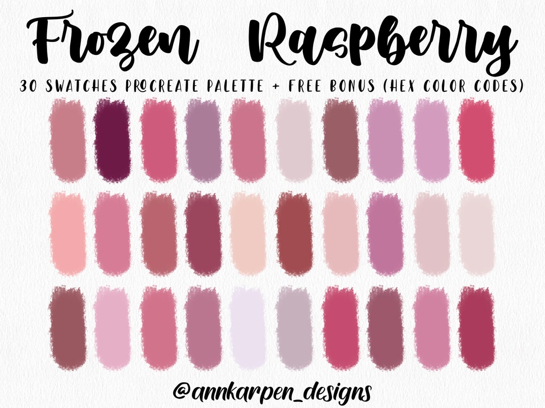 Frozen Raspberry Procreate Palette, 30 HEX Color Codes, Instant Digital ...