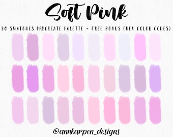 Pink Silver Procreate Palette 30 HEX Color Codes Instant - Etsy