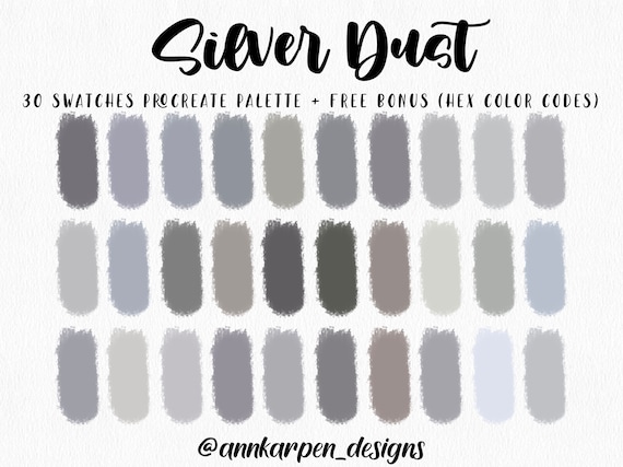 Silver Dust Procreate Palette 30 HEX Color Codes Instant - Etsy