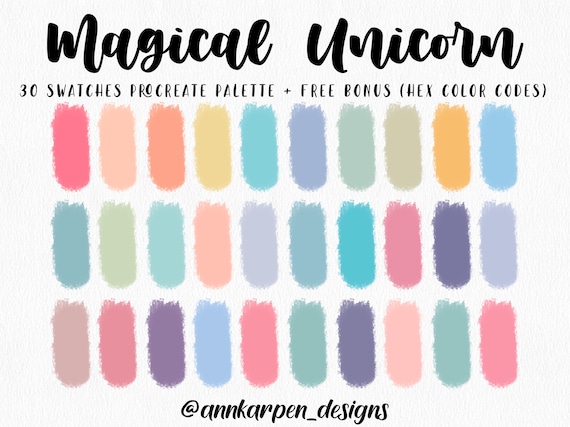 Magical Unicorn Procreate Palette 30 HEX Color Codes Instant - Etsy