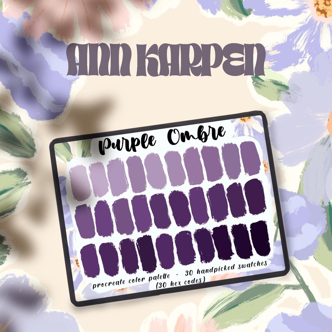 Purple Ombre - Procreate Color Palette, 30 HEX Codes, Good Notes ...