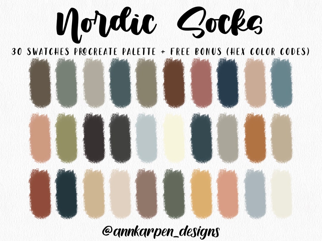 Nordic Socks Procreate Palette 30 Hex Color Codes Instant Etsy