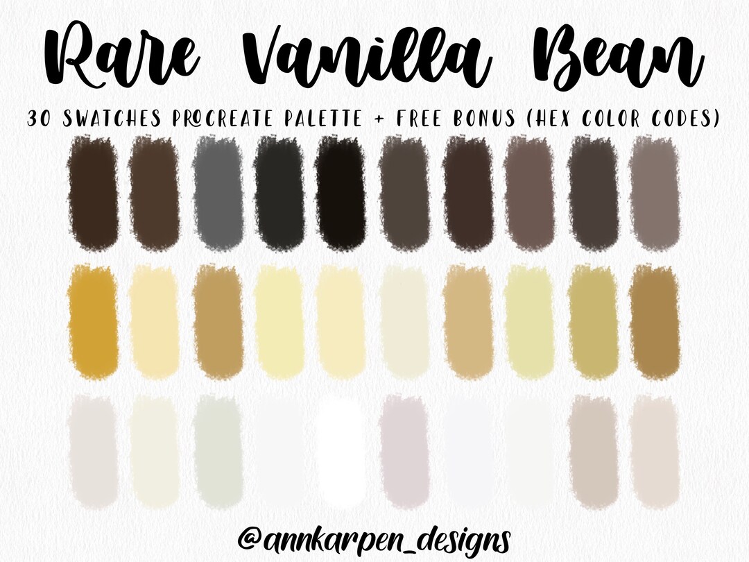 Rare Vanilla Bean Procreate Palette 30 HEX Color Codes - Etsy