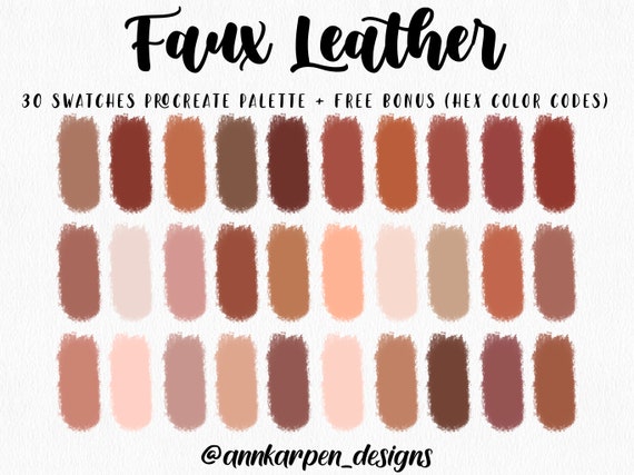 Faux Leather Procreate Palette 30 HEX Color Codes Instant - Etsy