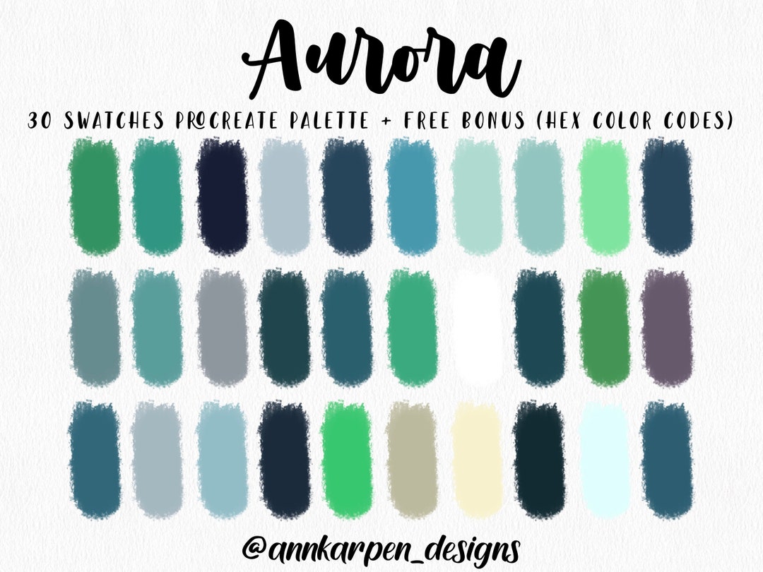 Aurora Procreate Palette, 30 HEX Handpicked Colors, Instant Digital ...