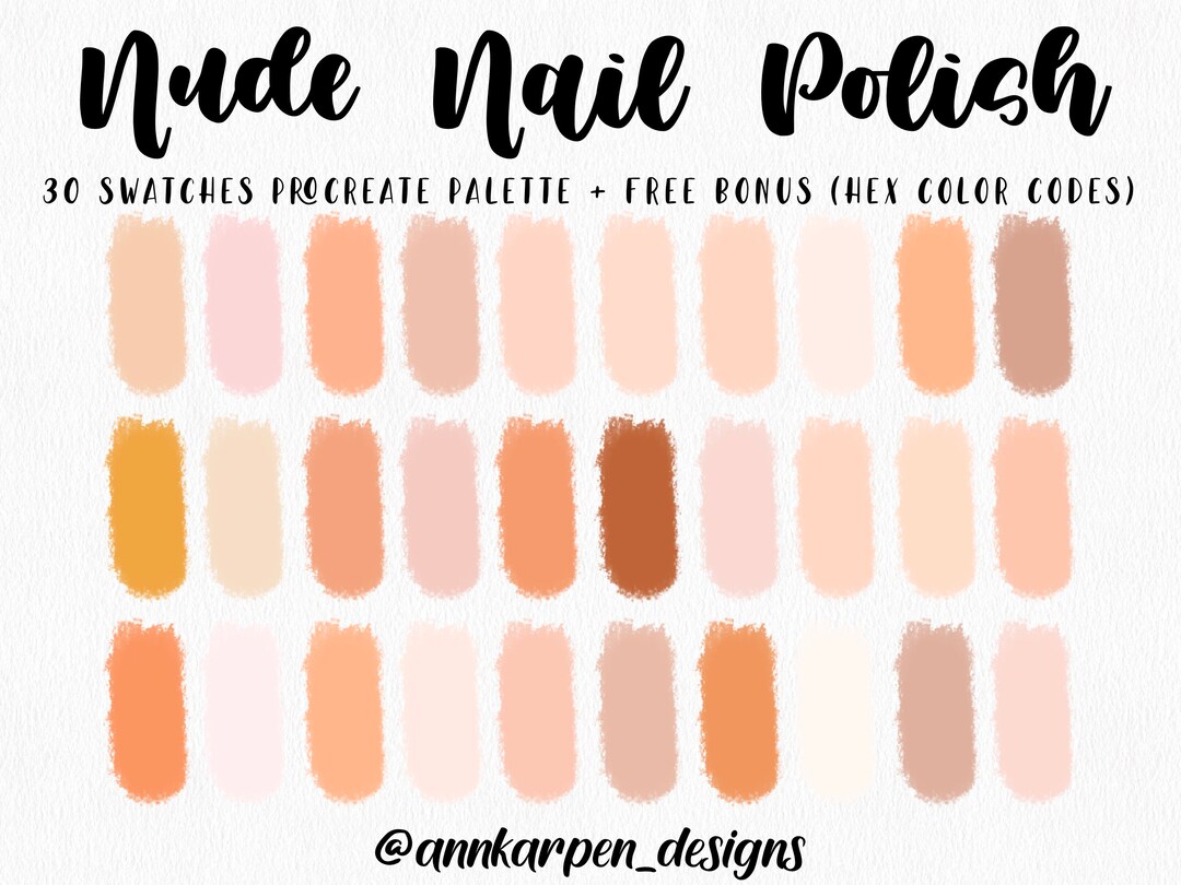 Nude Nail Polish Procreate Palette, 30 HEX Color Codes, Instant Digital ...