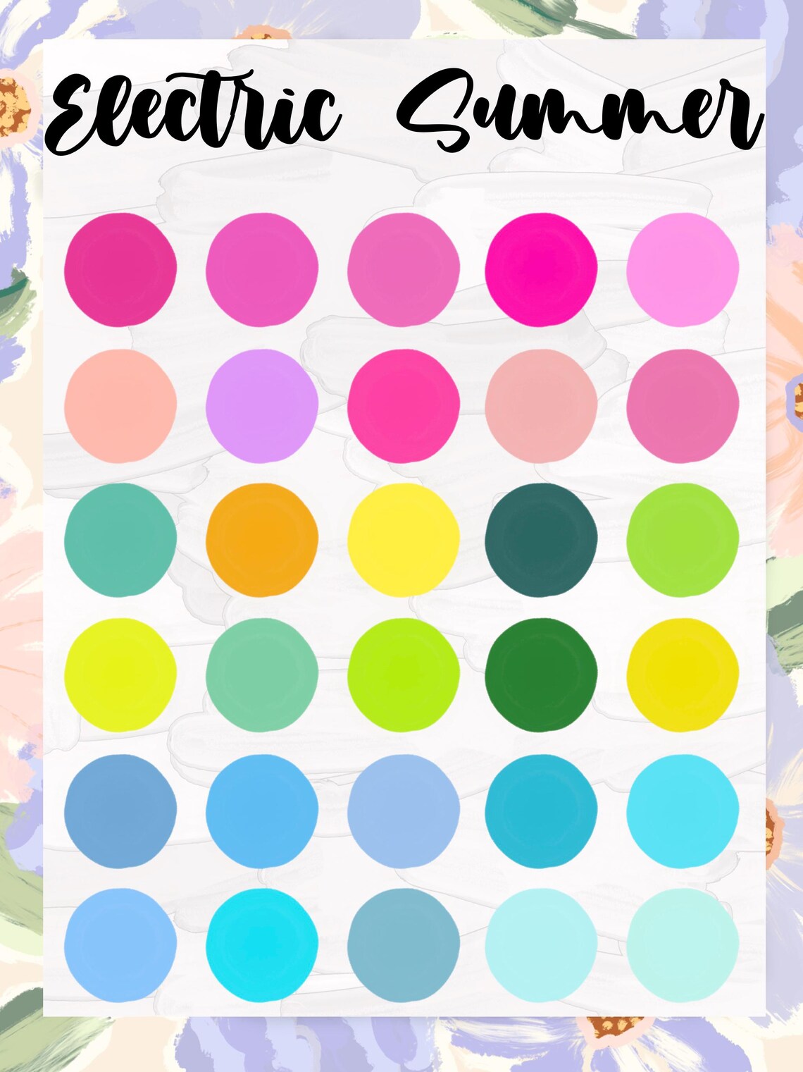 Electric Summer - Procreate Palette, 30 HEX Codes, Good Notes, Digital ...