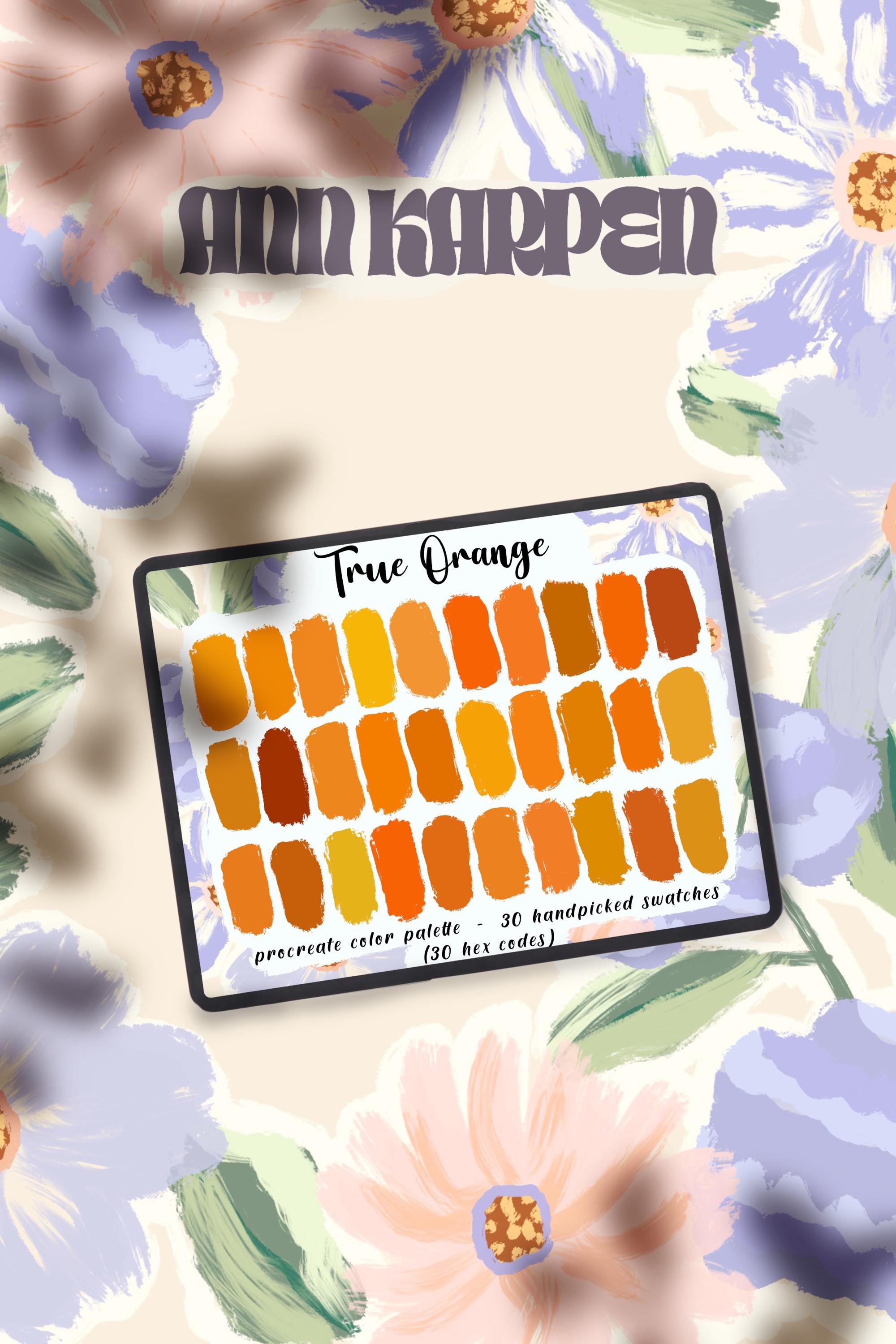 True Orange Procreate Palette, 30 HEX Color Codes, Instant Digital ...