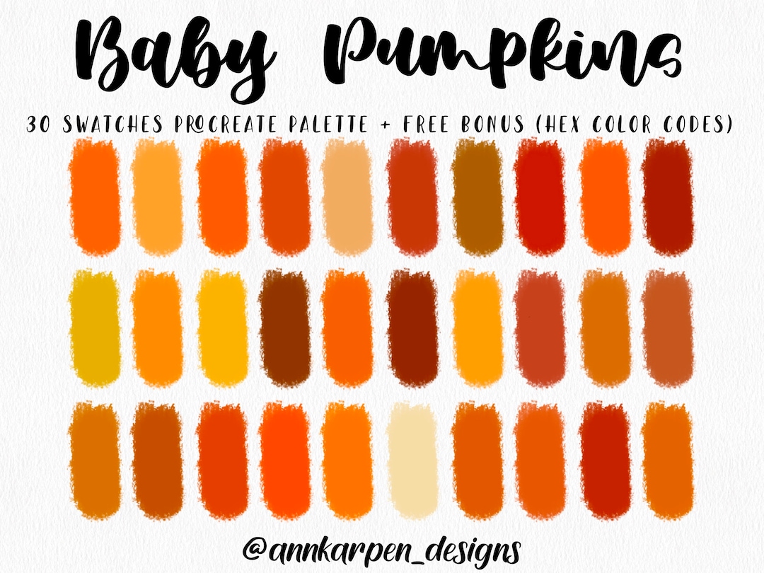 Baby Pumpkins Procreate Palette, 30 HEX Color Codes, Instant Digital ...