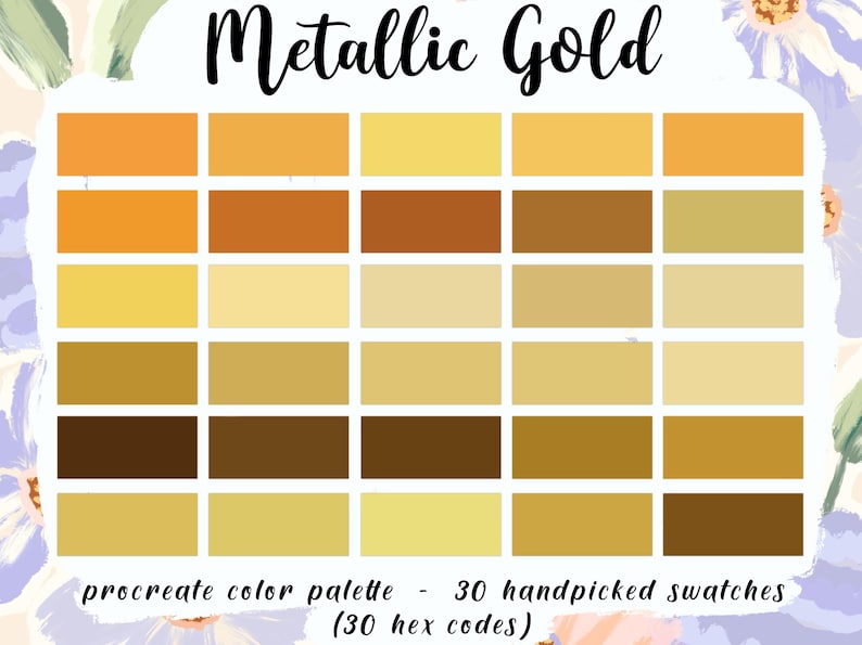 Metallic Gold Procreate Palette, 30 HEX Codes, Instant Download, Metal ...