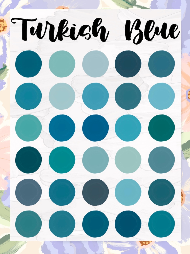 Turkish Blue - Procreate Palette, 30 HEX Codes, Instant Download, iPad ...