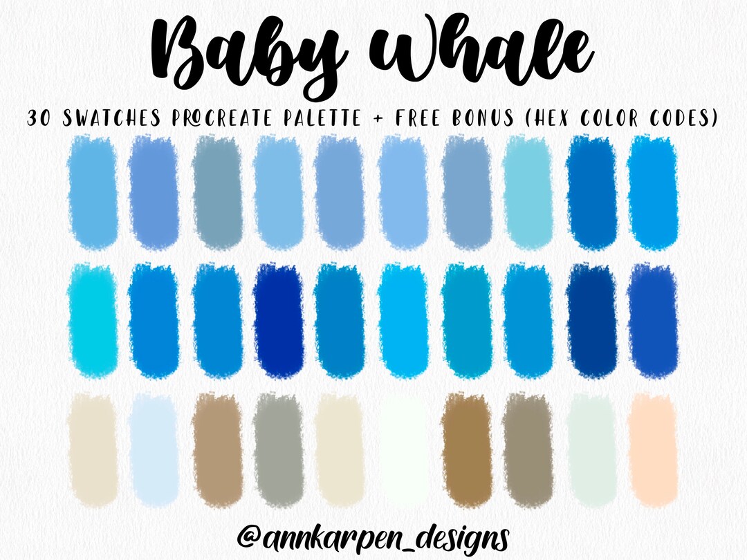 Baby Whale Procreate Palette, 30 HEX Color Codes, Instant Digital ...
