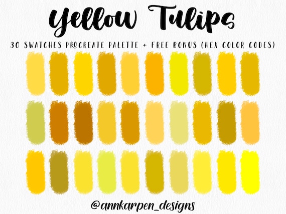 Yellow Tulips Procreate Palette 30 HEX Color Codes Instant - Etsy