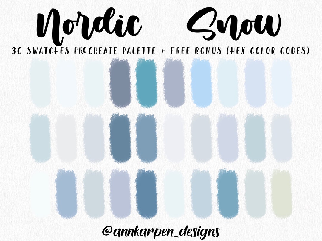 Nordic Snow Procreate Palette 30 HEX Color Codes Instant - Etsy
