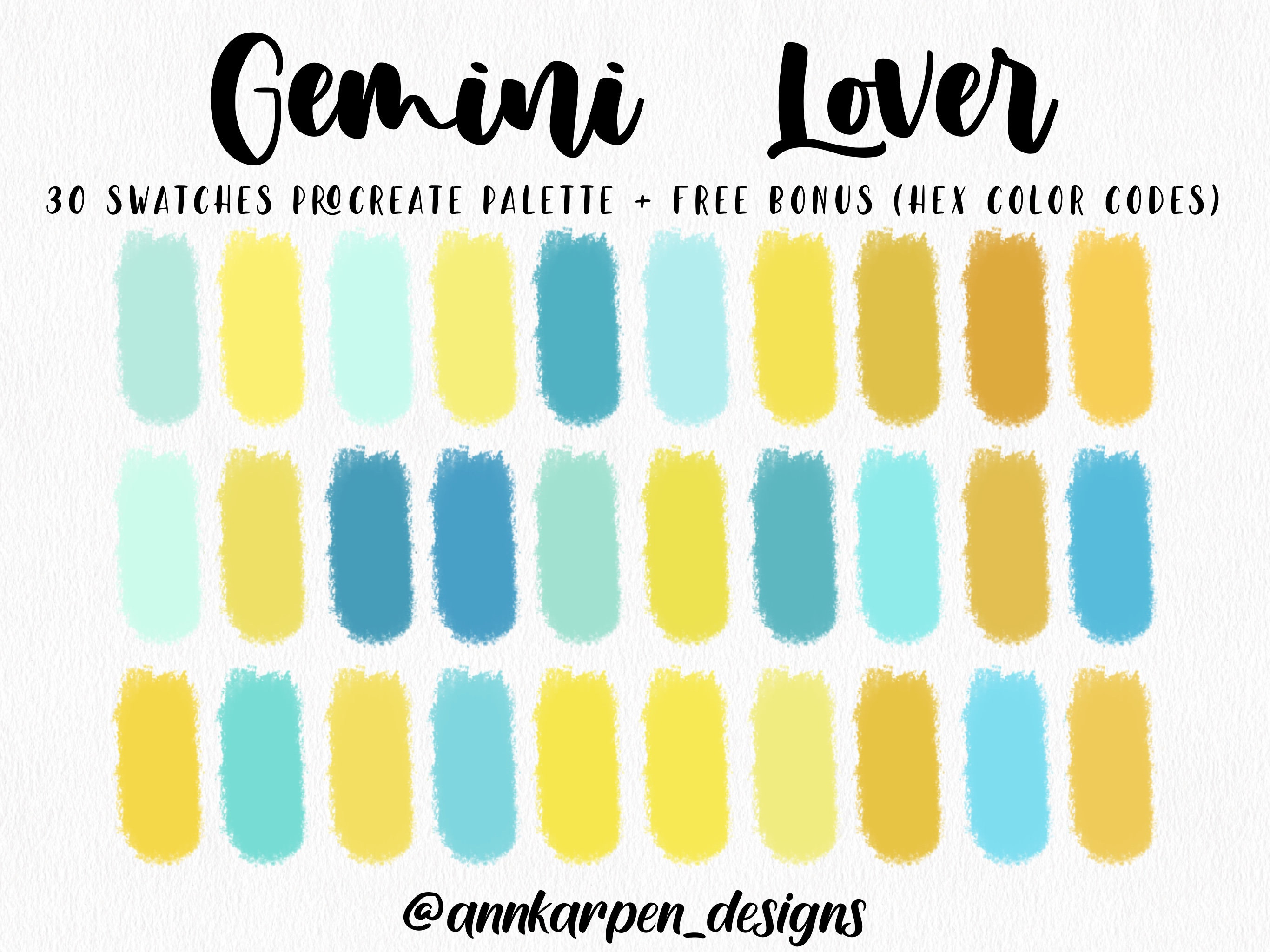 Gemini Lover Procreate Palette, 30 HEX Color Codes, Instant Digital ... Gemini Lover Procreate Palette, 30 HEX Color Codes, Instant Digital ...
