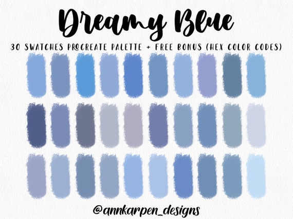 Dreamy Blue Procreate Palette 30 HEX Color Codes Instant - Etsy