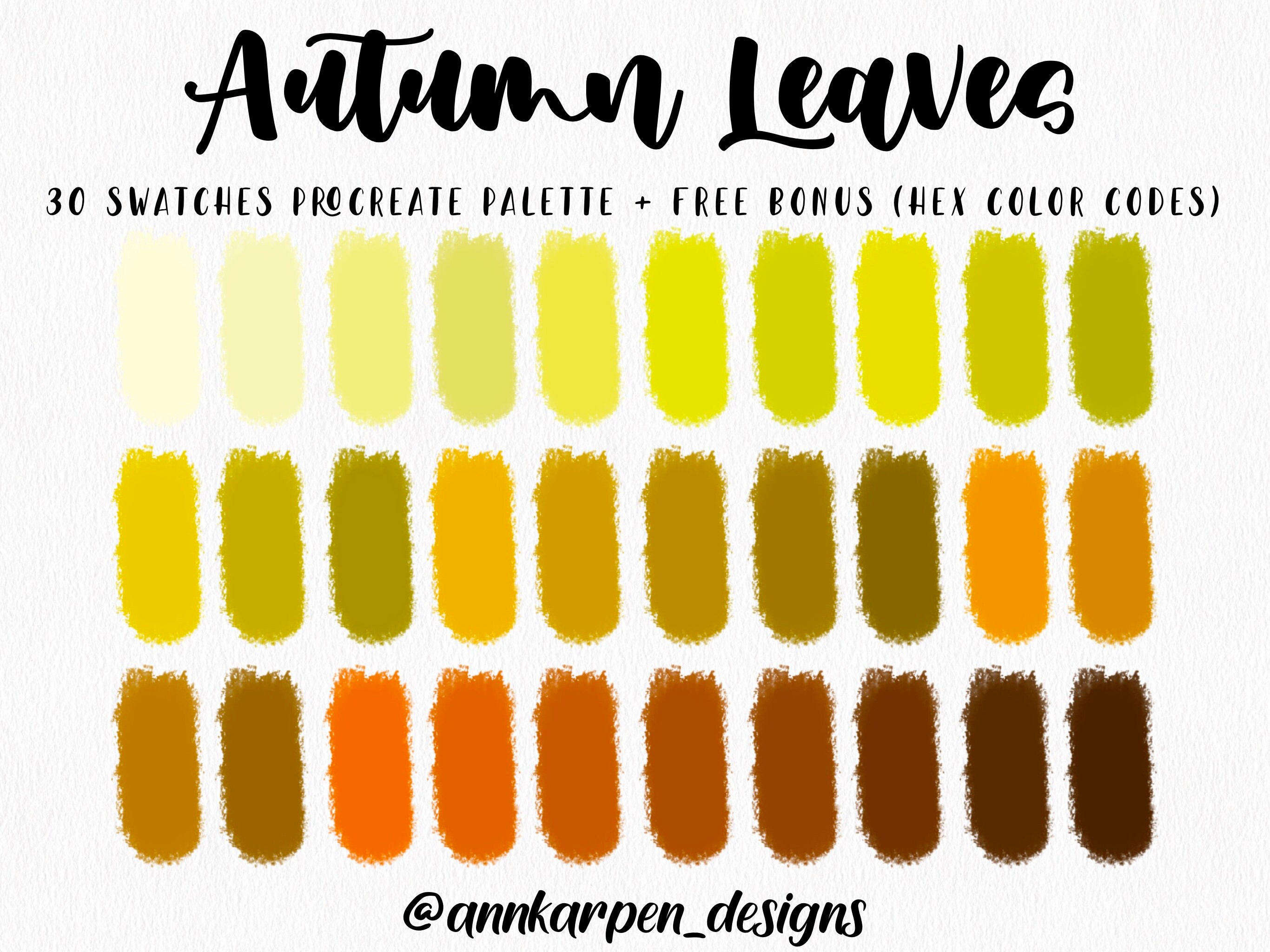 Autumn Leaves Procreate Palette, 30 HEX Color Codes, Instant Digital ...