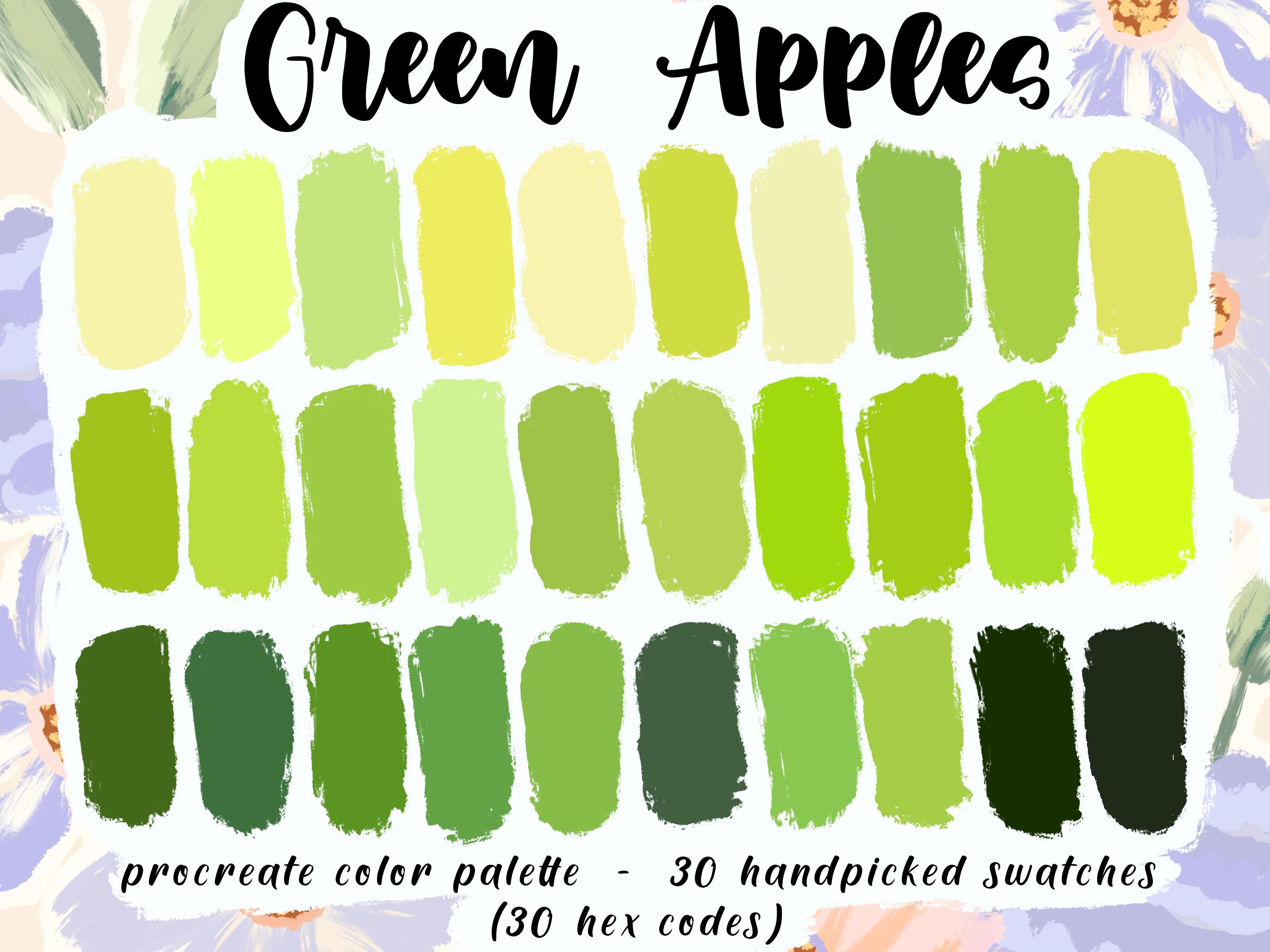 Green Apples - Procreate Palette, 30 HEX Codes, Instant Download, iPad ...