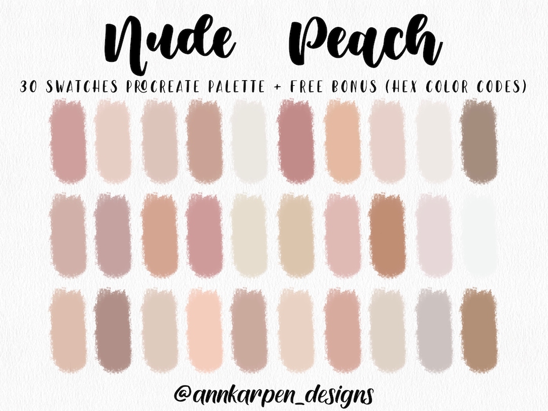 Nude Peach Procreate Palette 30 Hex Color Codes Instant Digital