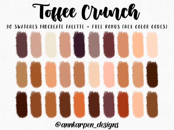 Toffee Crunch Procreate Palette 30 HEX Color Codes Instant - Etsy Australia