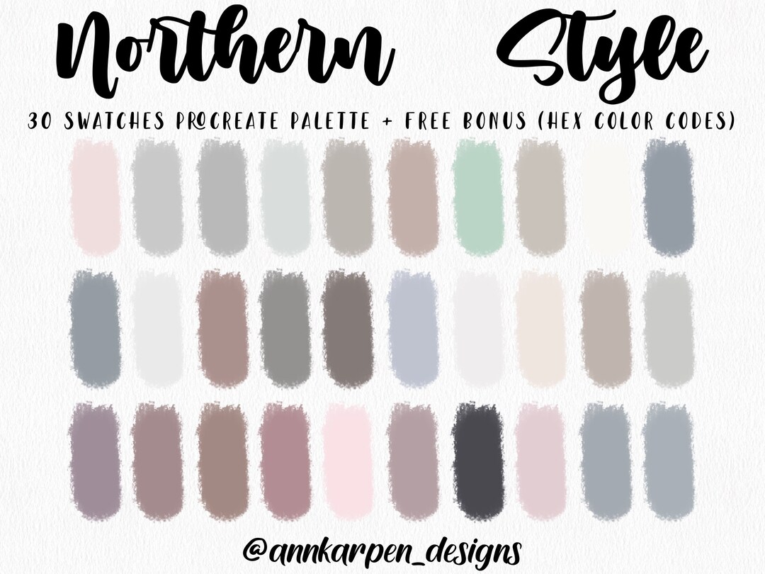 Northern Style Procreate Palette 30 HEX Color Codes Instant - Etsy