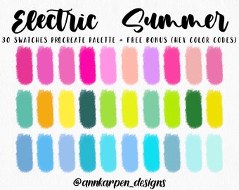 Tropical Wallpaper Procreate Palette, 30 HEX Color Codes, Instant ...