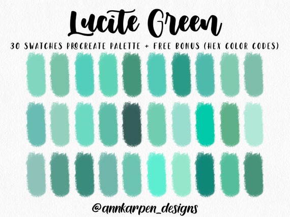 Lucite Green Procreate Palette 30 HEX Color Codes Instant - Etsy Australia