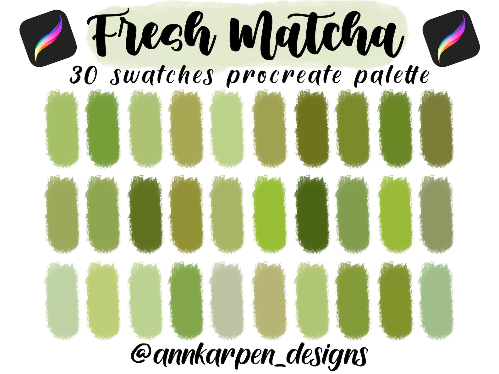 Fresh Matcha Procreate Palette 30 Colors Palette Instant | Etsy